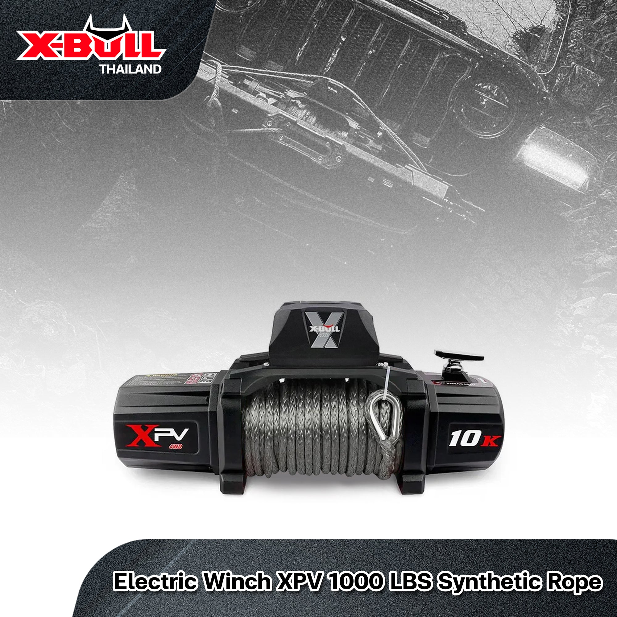 Electric Winch XPV 10000 LBS 12V Synthetic Rope SUV Jeep Truck 4WD ...