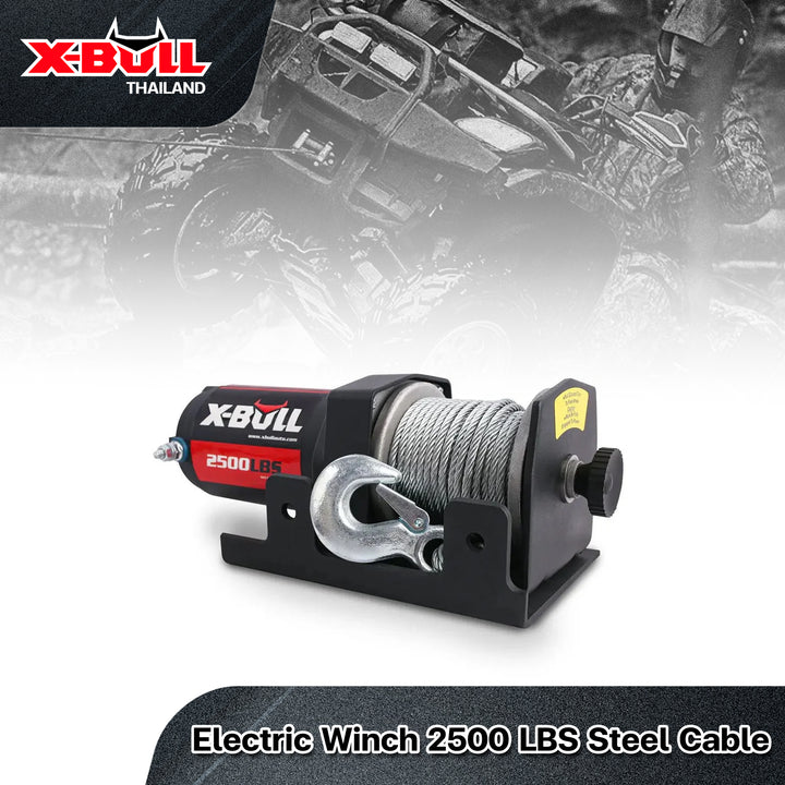 X-BULL Electric Winch 2500 LBS 12V Steel Cable ATV UTV Truck 4WD ...