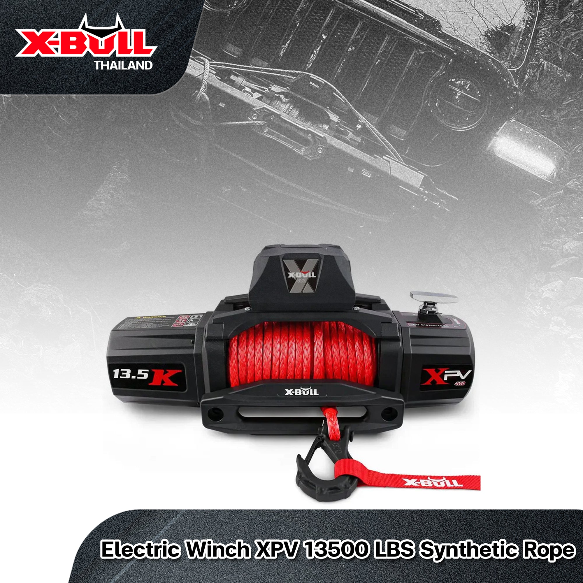 X-BULL Electric Winch XPV 13500 LBS 12V Synthetic Rope SUV Jeep Truck ...
