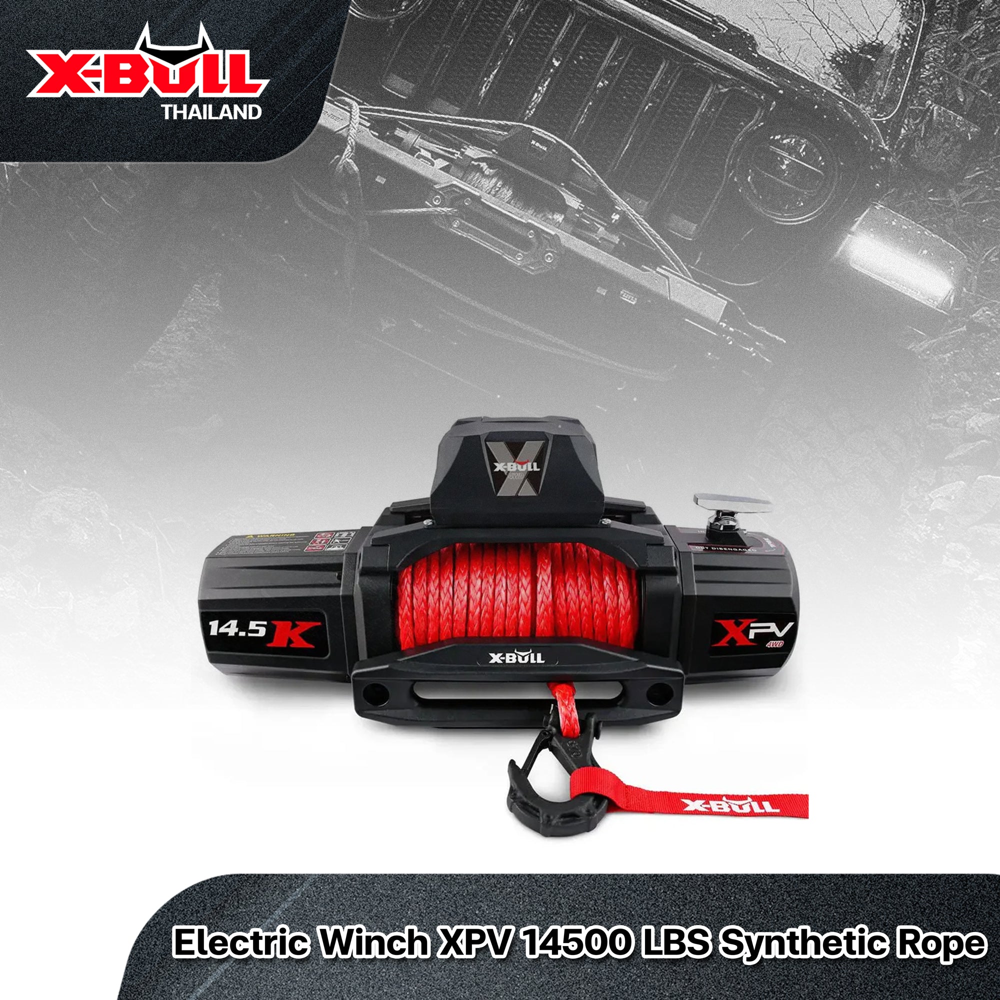 X-BULL Electric Winch XPV 14500 LBS 12V Synthetic Rope SUV Jeep Truck ...