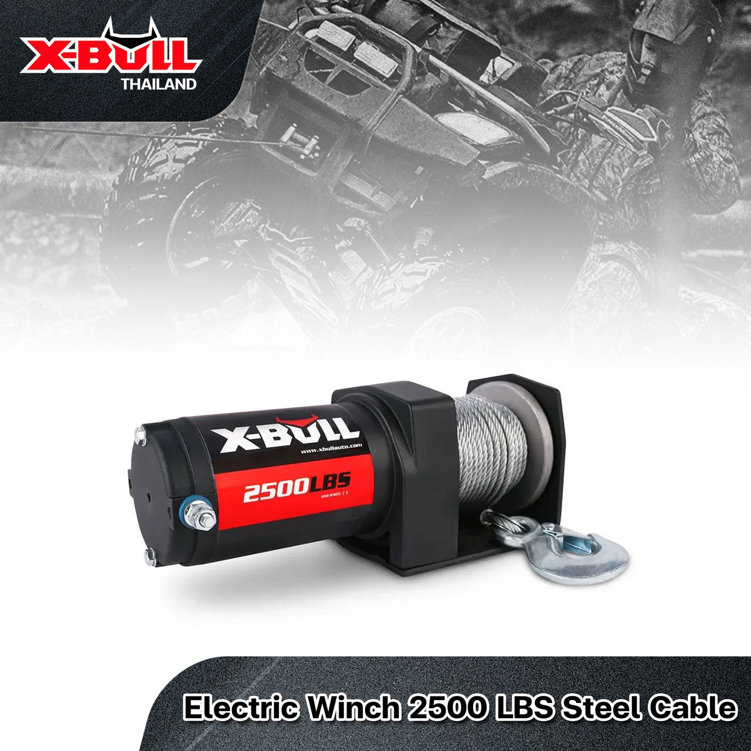 X-BULL Electric Winch 2500 LBS 12V Steel Cable ATV UTV Truck 4WD ...