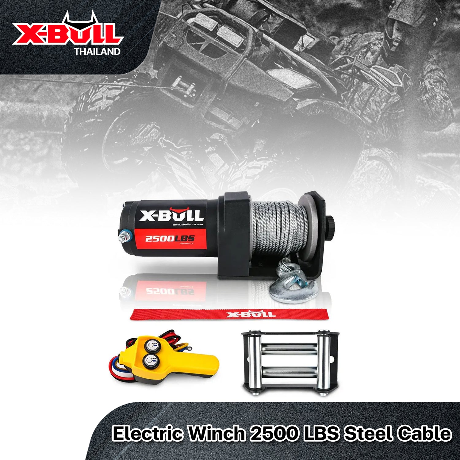 X-BULL Electric Winch 2500 LBS 12V Steel Cable ATV UTV Truck 4WD ...